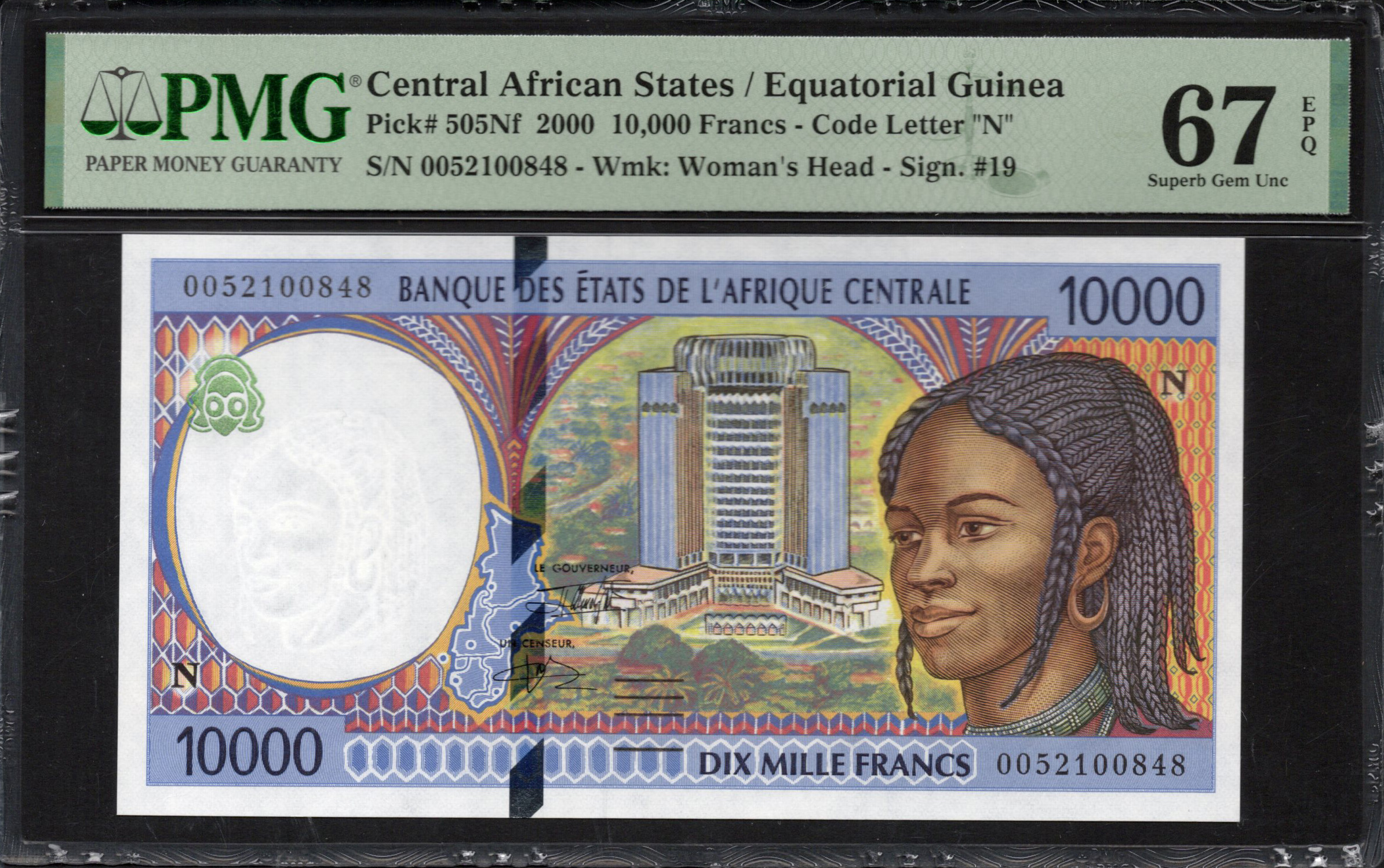 Buy PMG - Equatorial Guinea - 10.000 Francs 2000 - Pick # 505Nf - PMG ...