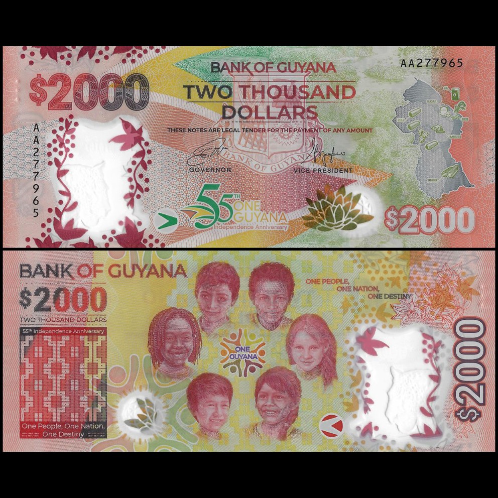 Buy Banknotes - Guyana - 2000 Dollars 2022 - Pick- NEW / B121 ...