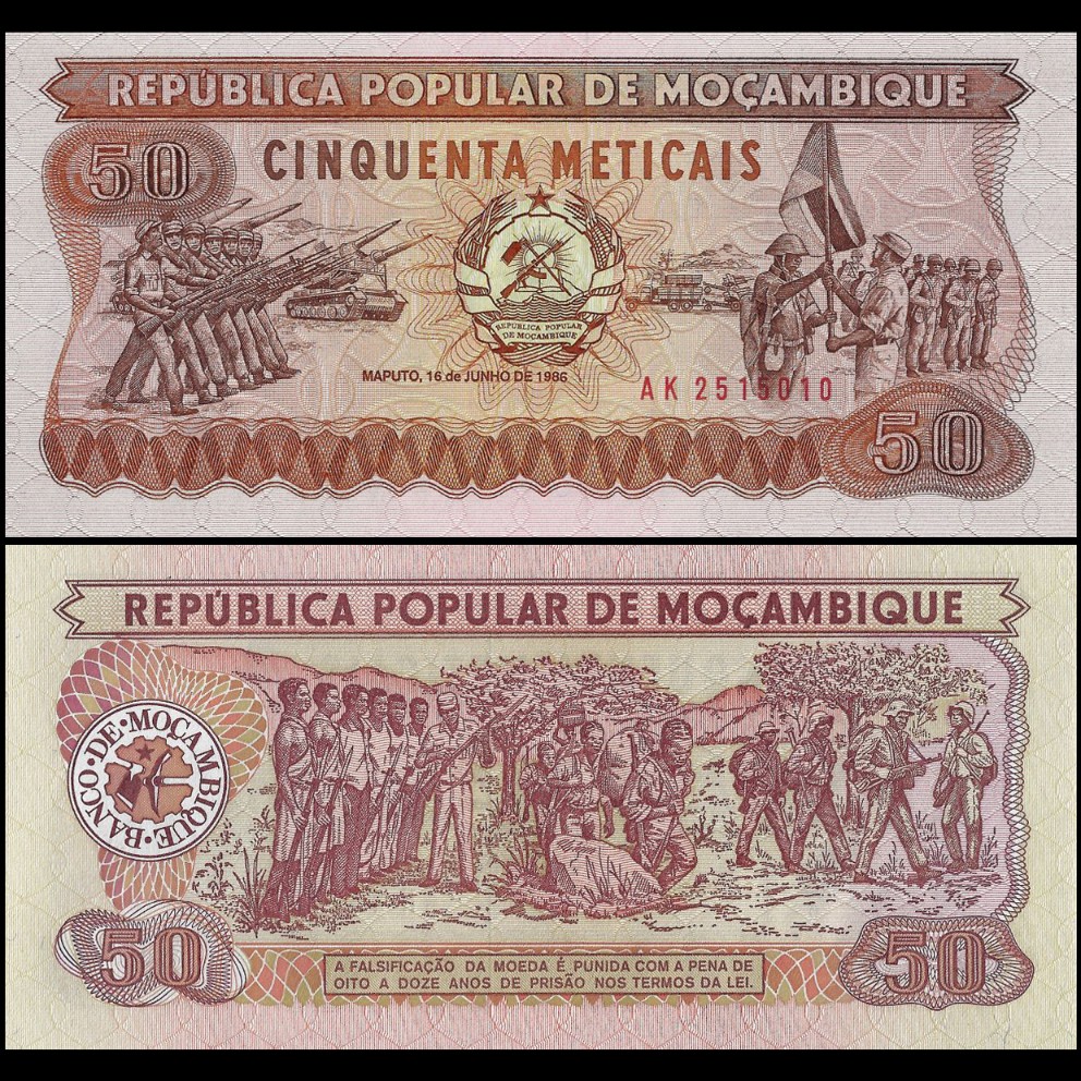 Buy Banknotes - Mozambique - 50 Meticais 1986 - Pick- 129b / B214b ...