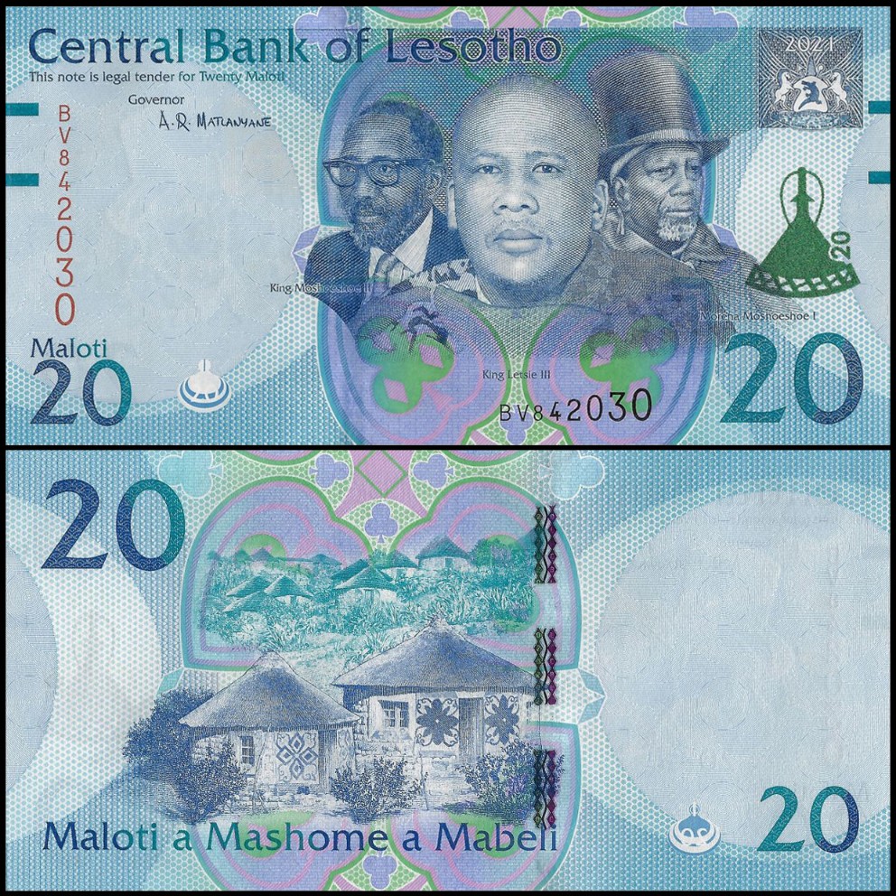 Buy Banknotes - Lesotho - 20 Maloti 2021 - Pick- NEW / B228 | MoneyCorner