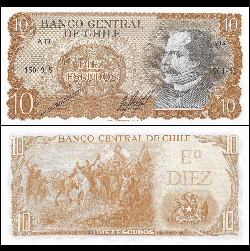 Buy Banknotes - Chile - 10 Escudos 1970 - Pick- 143 / B279a | MoneyCorner
