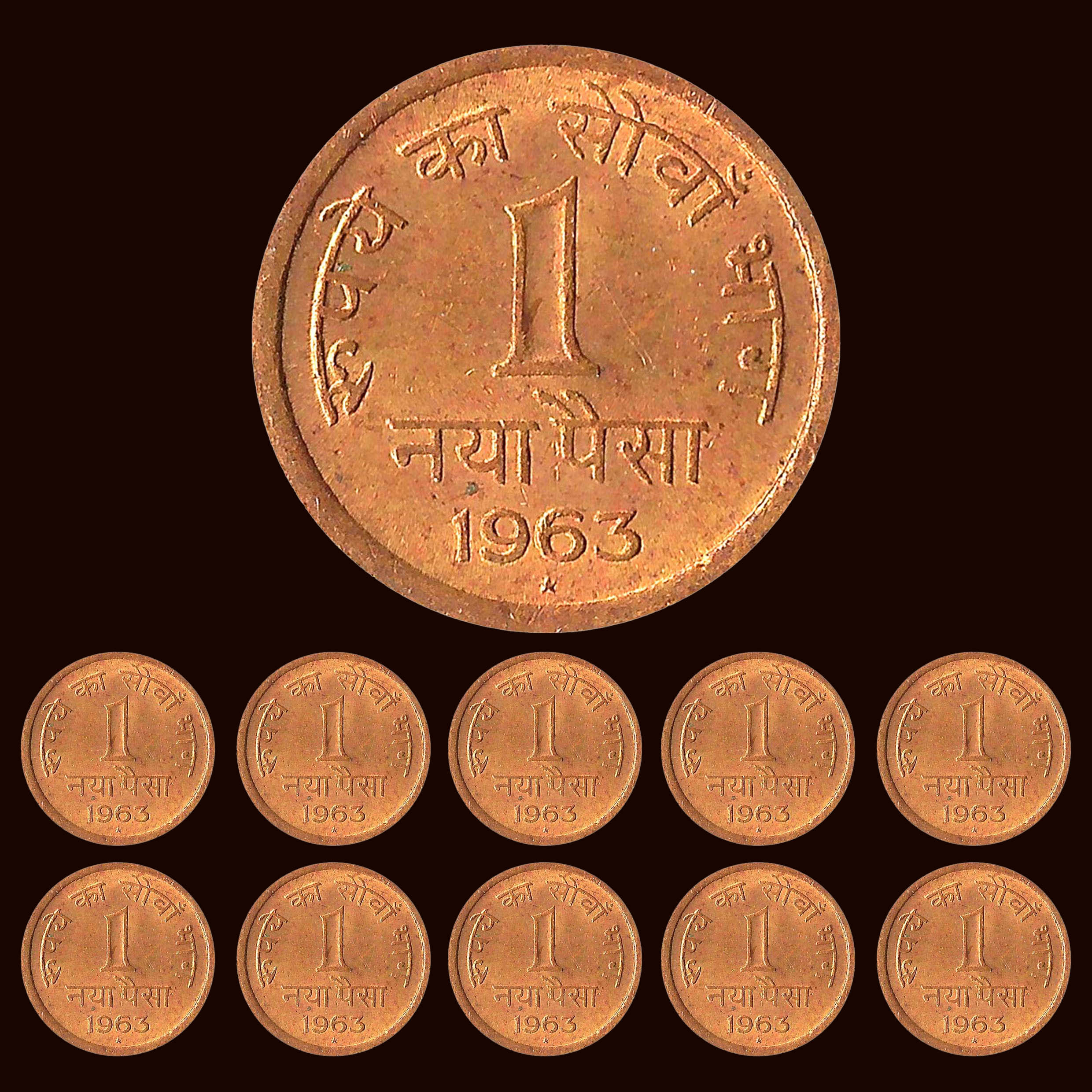Buy Coins - India - 1 Paisa 1963 - KM# 8a - Set 10 PCS | MoneyCorner