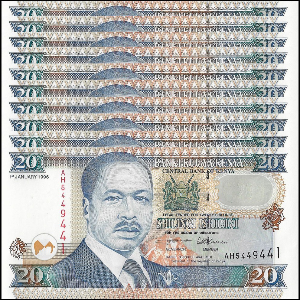Buy Banknotes - Kenya - 20 Shillings 1996 - Pick- 35a / B132b - Set 10 ...